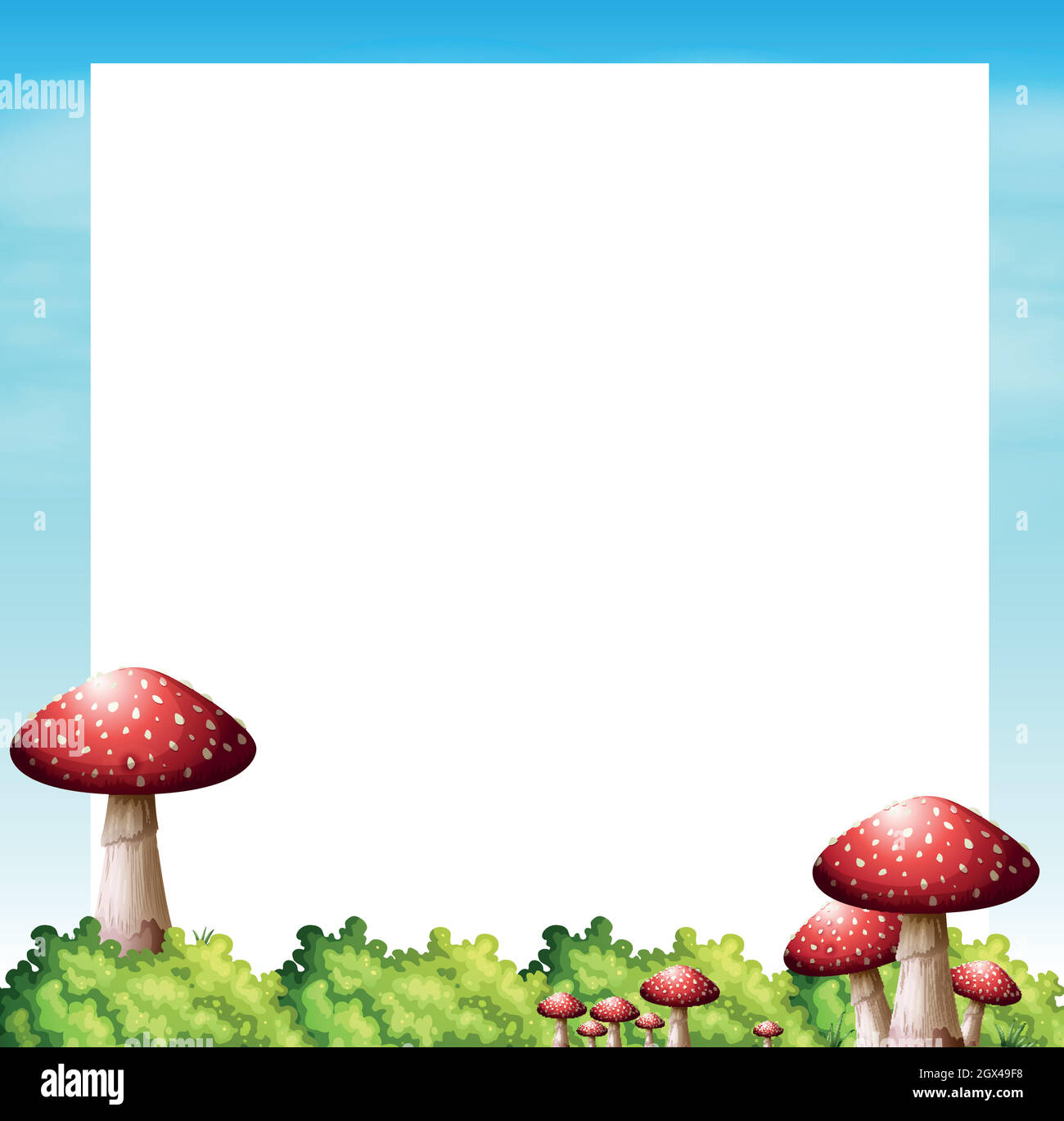 Border design with mushrooms and bush Stock Vector Image & Art - Alamy