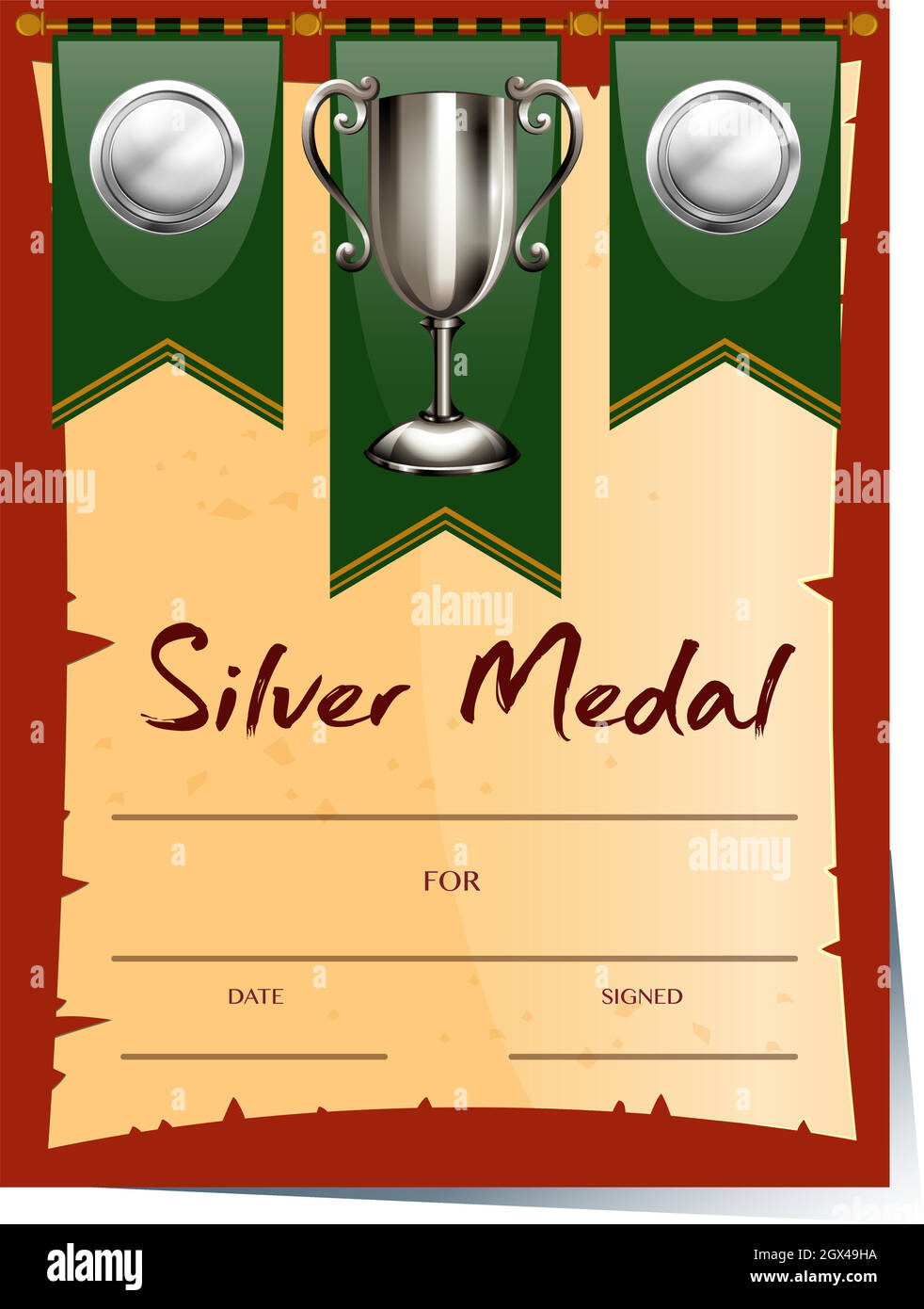 Certificate template with silver medal Stock Vector Image & Art - Alamy