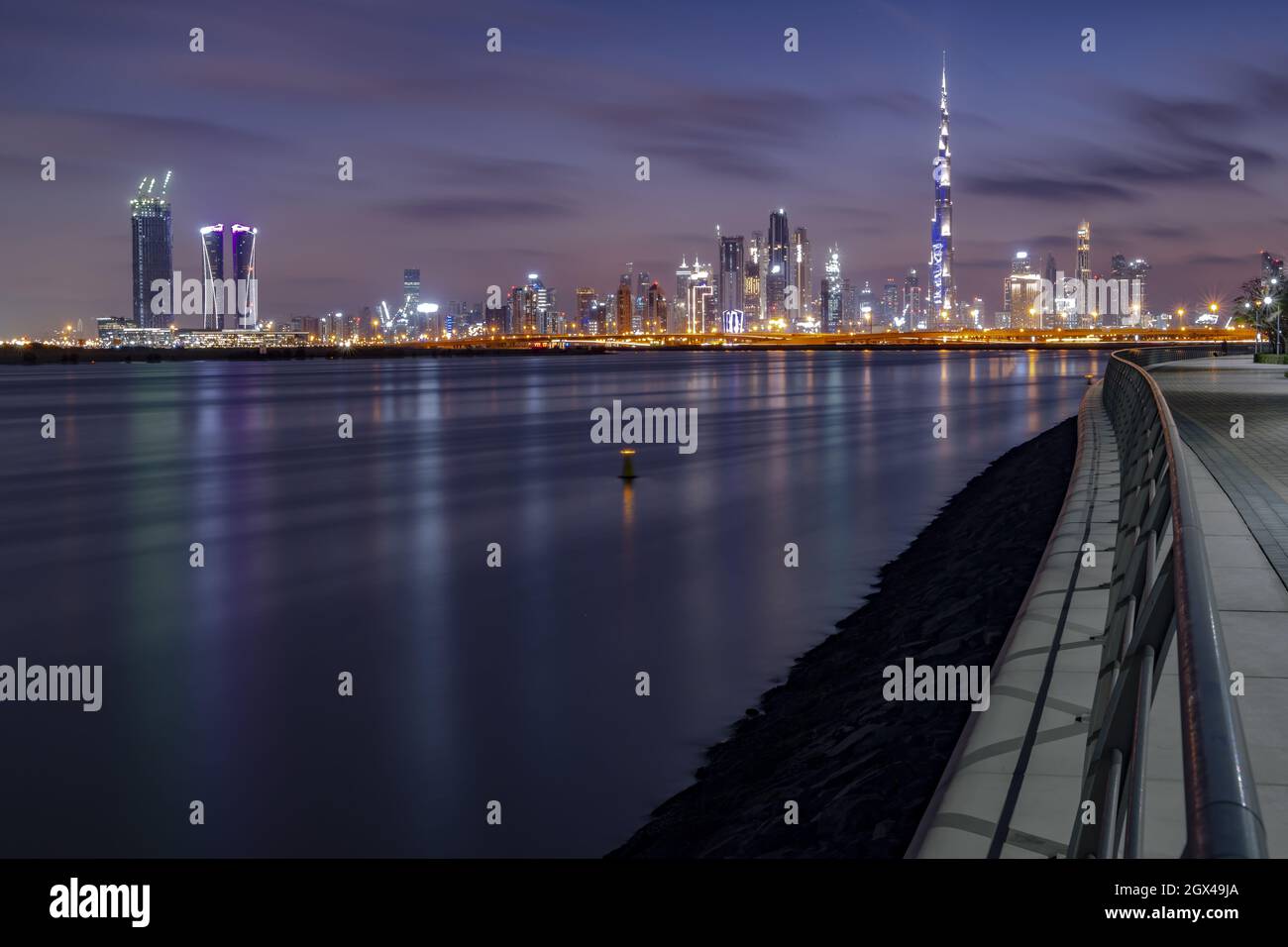 Beautiful night view of Dubai city in the United Arab Emirates Stock ...
