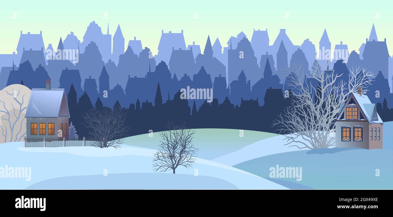 Roofs covered in snow Stock Vector Images - Alamy