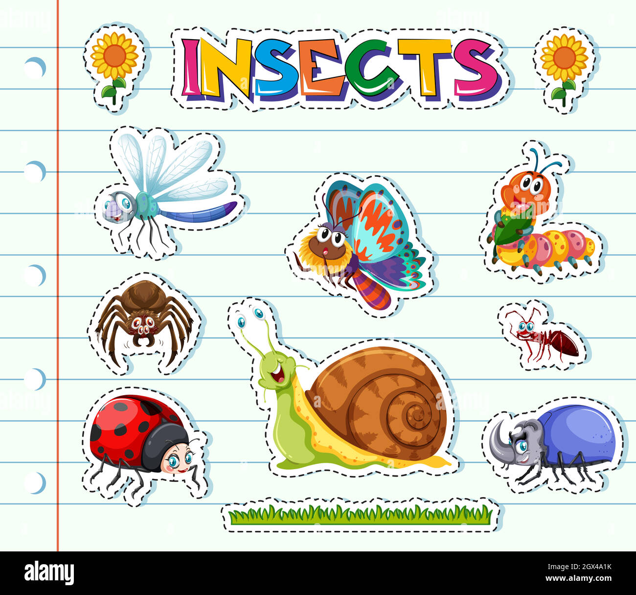 Sticker design with different types of insects Stock Vector Image & Art ...
