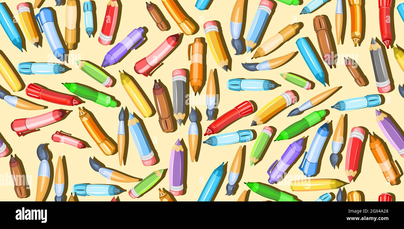 Stationery background illustration. Seamless horizontal pattern ...