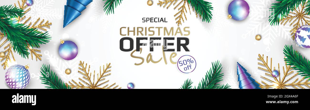 Merry Christmas sale banner template. Greeting card, banner, poster ...