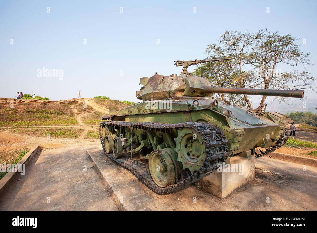 Old tank at memorial site of A1 hill in Dien Bien Phu during the first ...