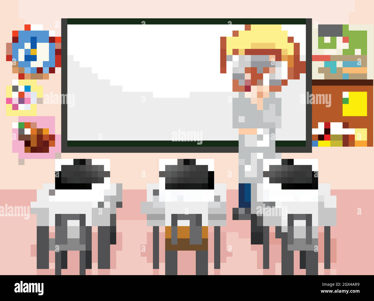 Classroom scene with science teacher and computers Stock Vector Image ...