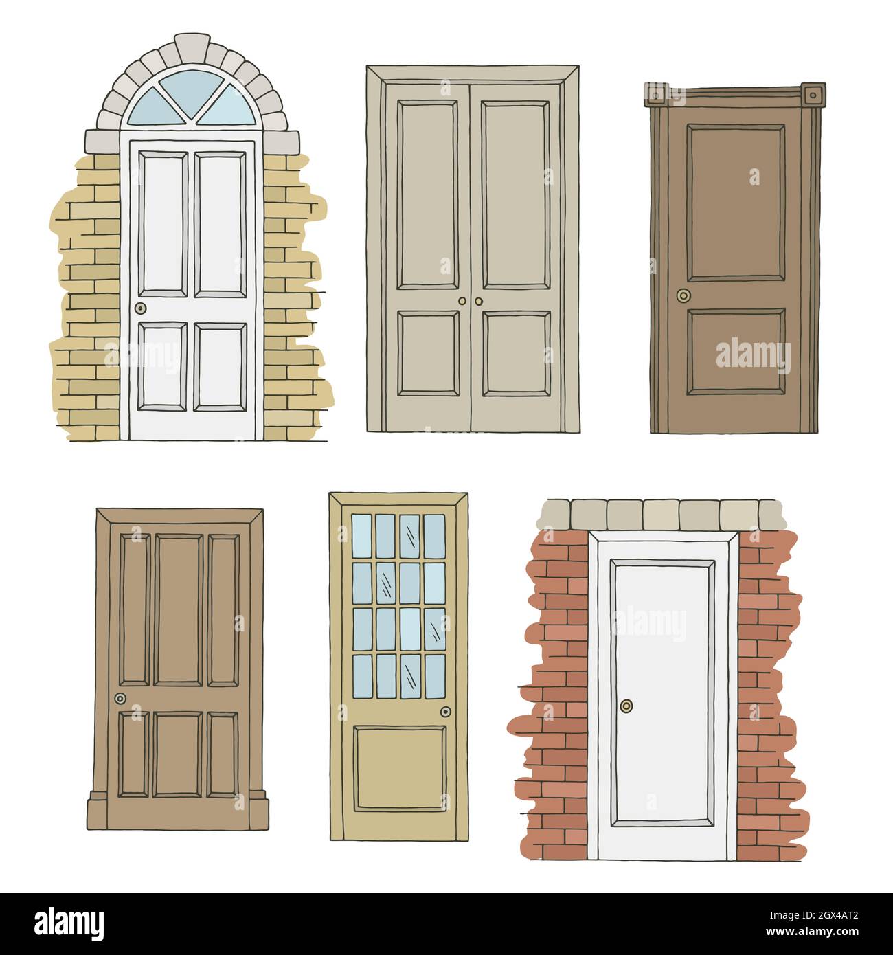 Doors set graphic color isolated sketch illustration vector Stock ...