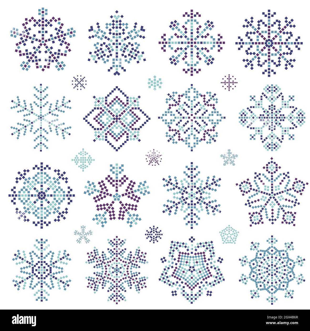 Pixel Art Winter Snowflakes Set Stock Vector Image & Art - Alamy