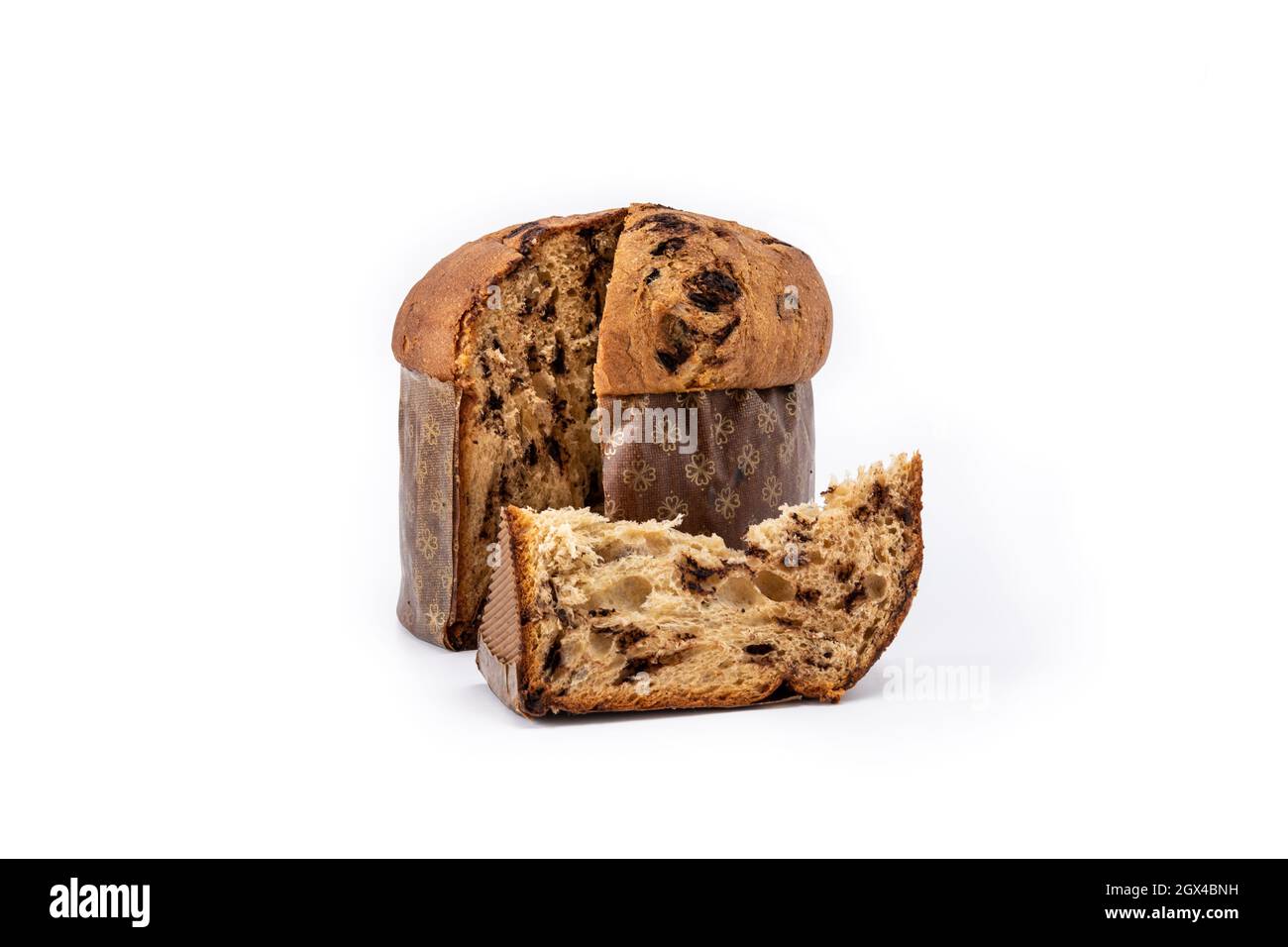 Traditional Italian panettone for Christmas isolated on white ...