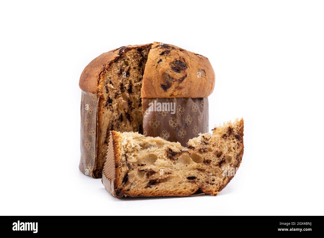 Traditional Italian panettone for Christmas isolated on white ...