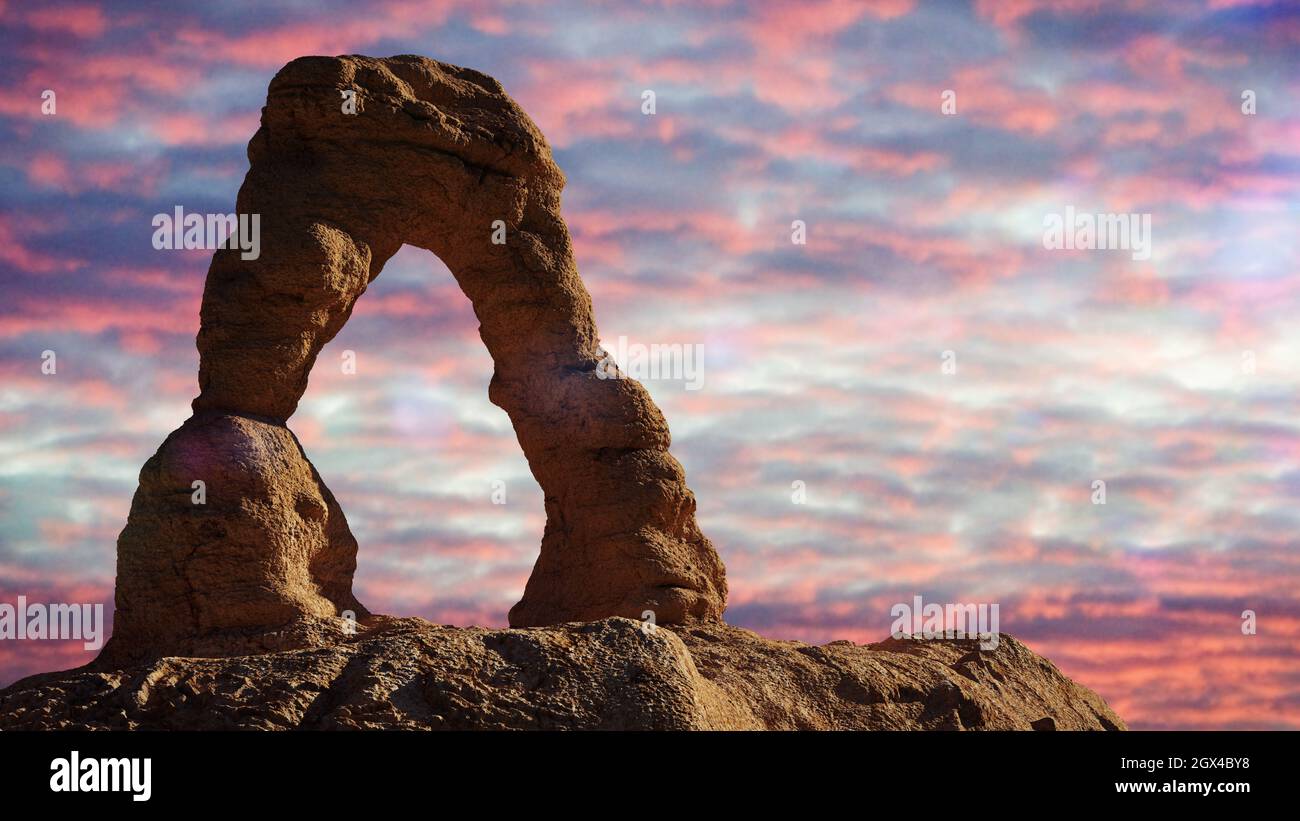 natural arch at sunset, beautiful rock bridge Stock Photo - Alamy