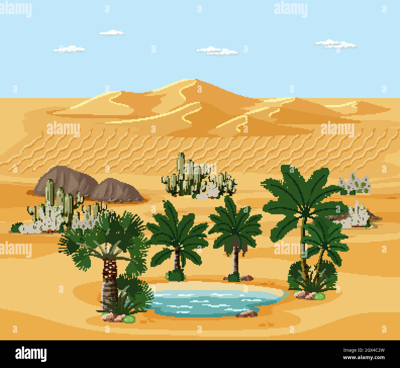 Desert landscape with nature tree elements scene Stock Vector Image ...