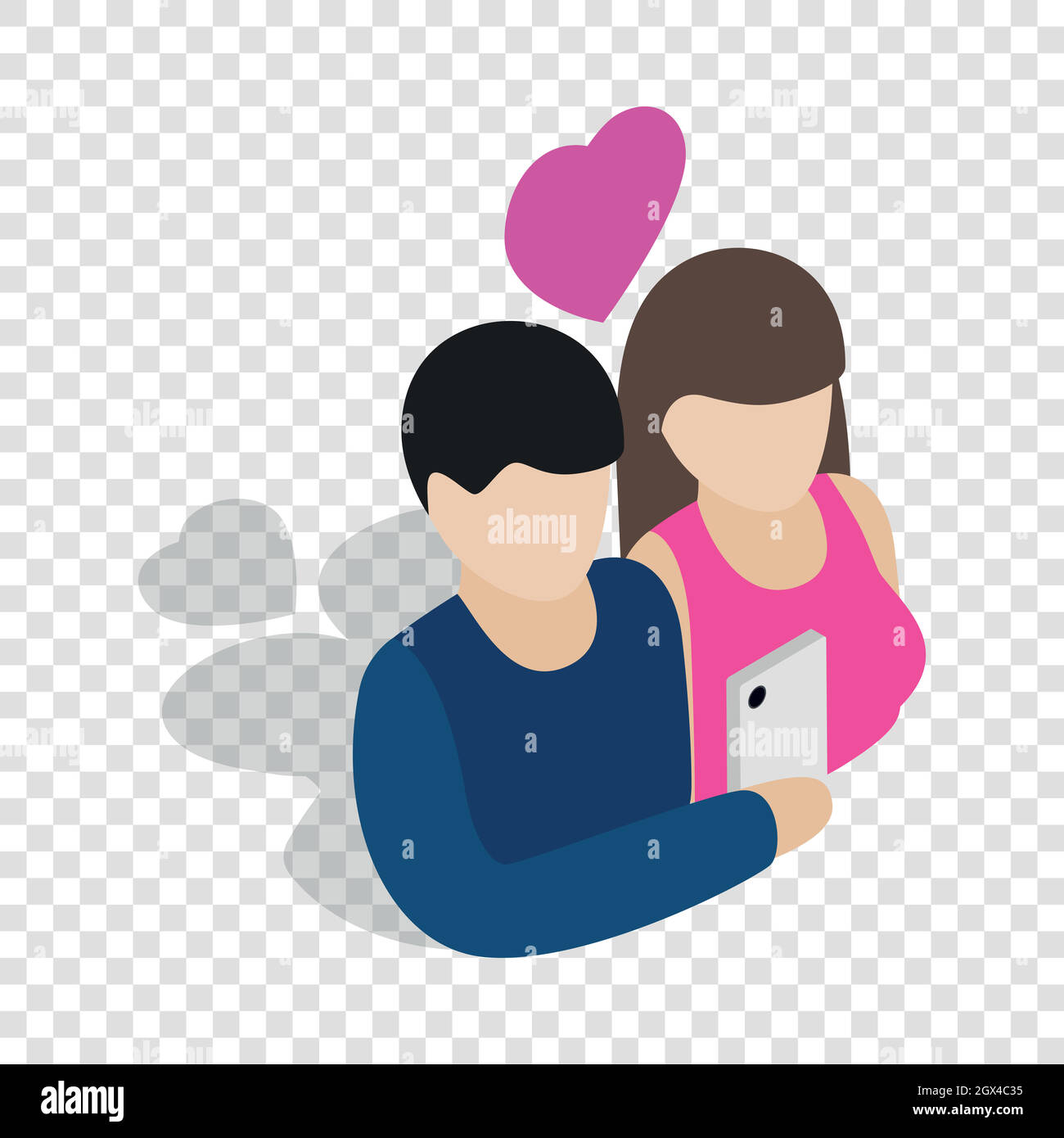 Couple in love taking selfie together isometric Stock Vector Image ...
