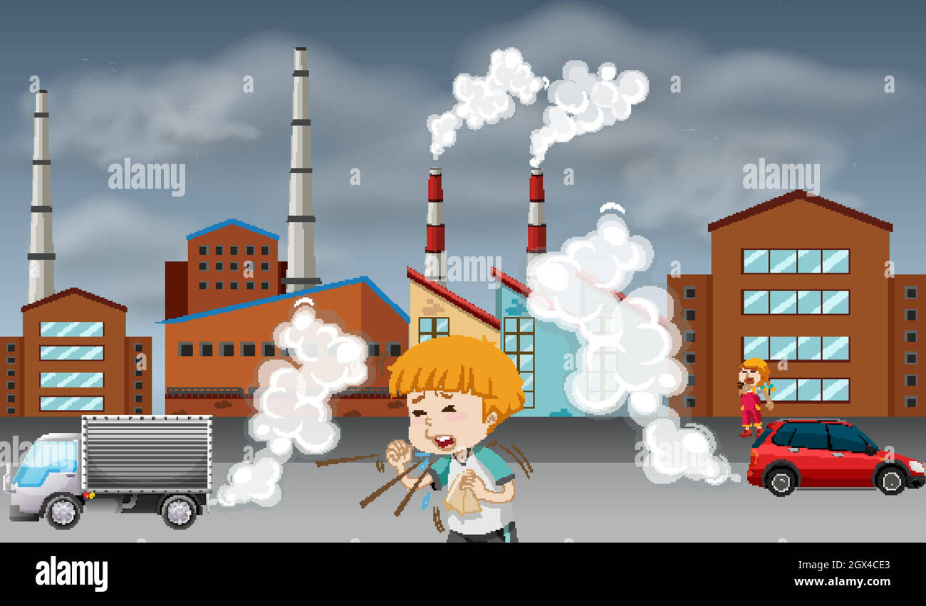 Factory children pollution Stock Vector Images - Alamy