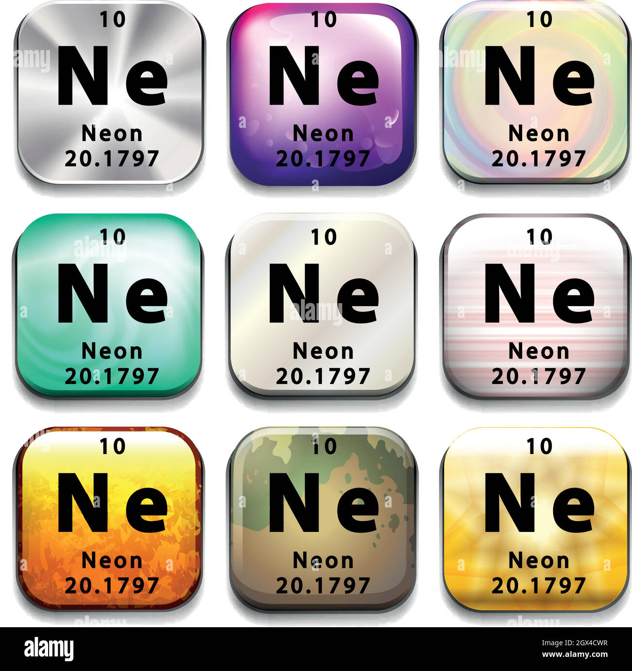 A periodic table button showing Neon Stock Vector Image & Art - Alamy