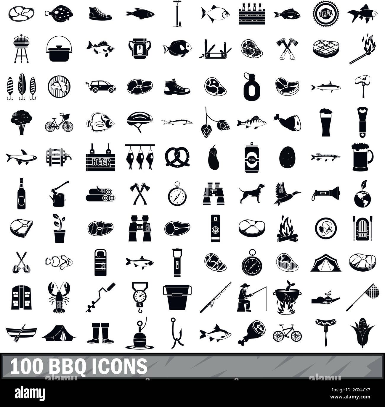 100 BBQ icons set, simple style Stock Vector Image & Art - Alamy