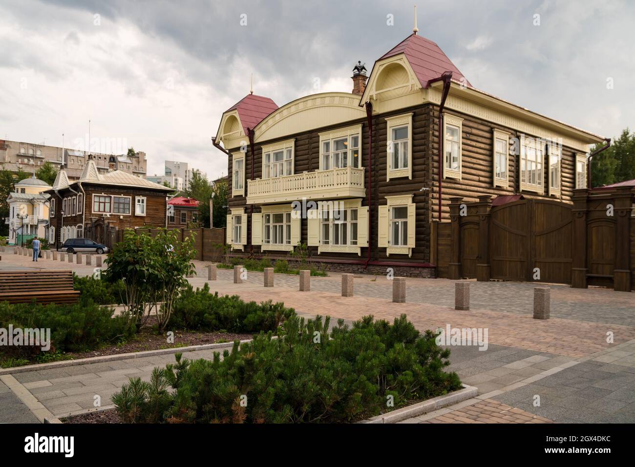 A residential house with a gate and an outbuilding at 11 Gorky Street ...