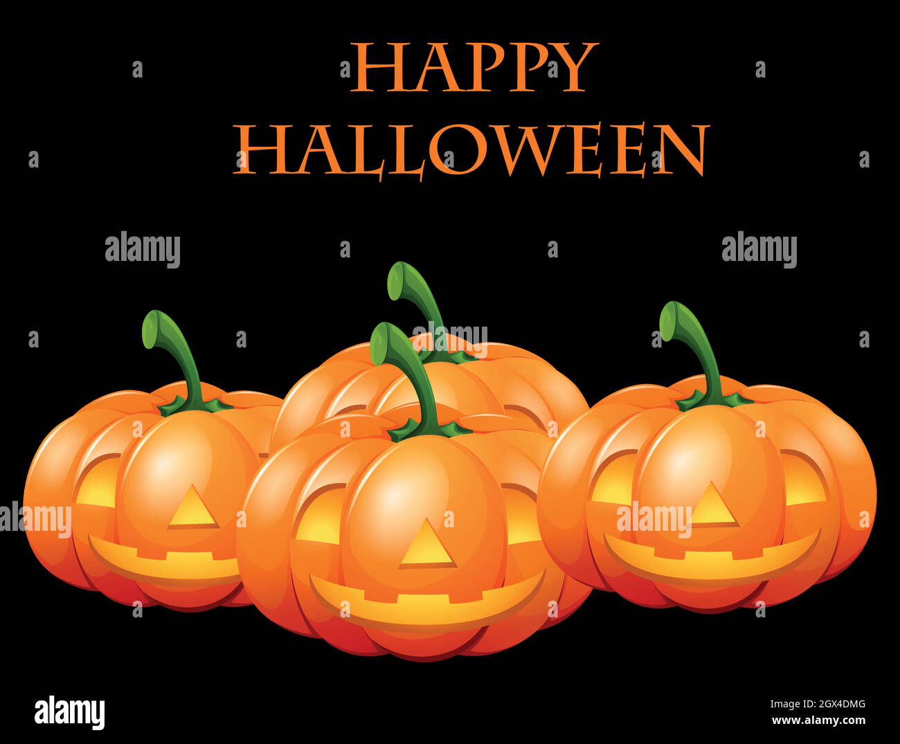 Happy Halloween card with jack o lanterns Stock Vector Image & Art - Alamy