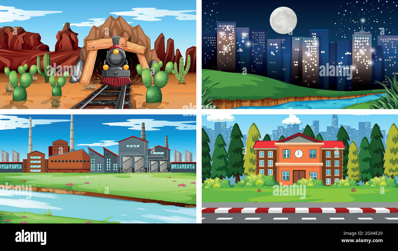 Set of different wallpaper scenes Stock Vector Image & Art - Alamy