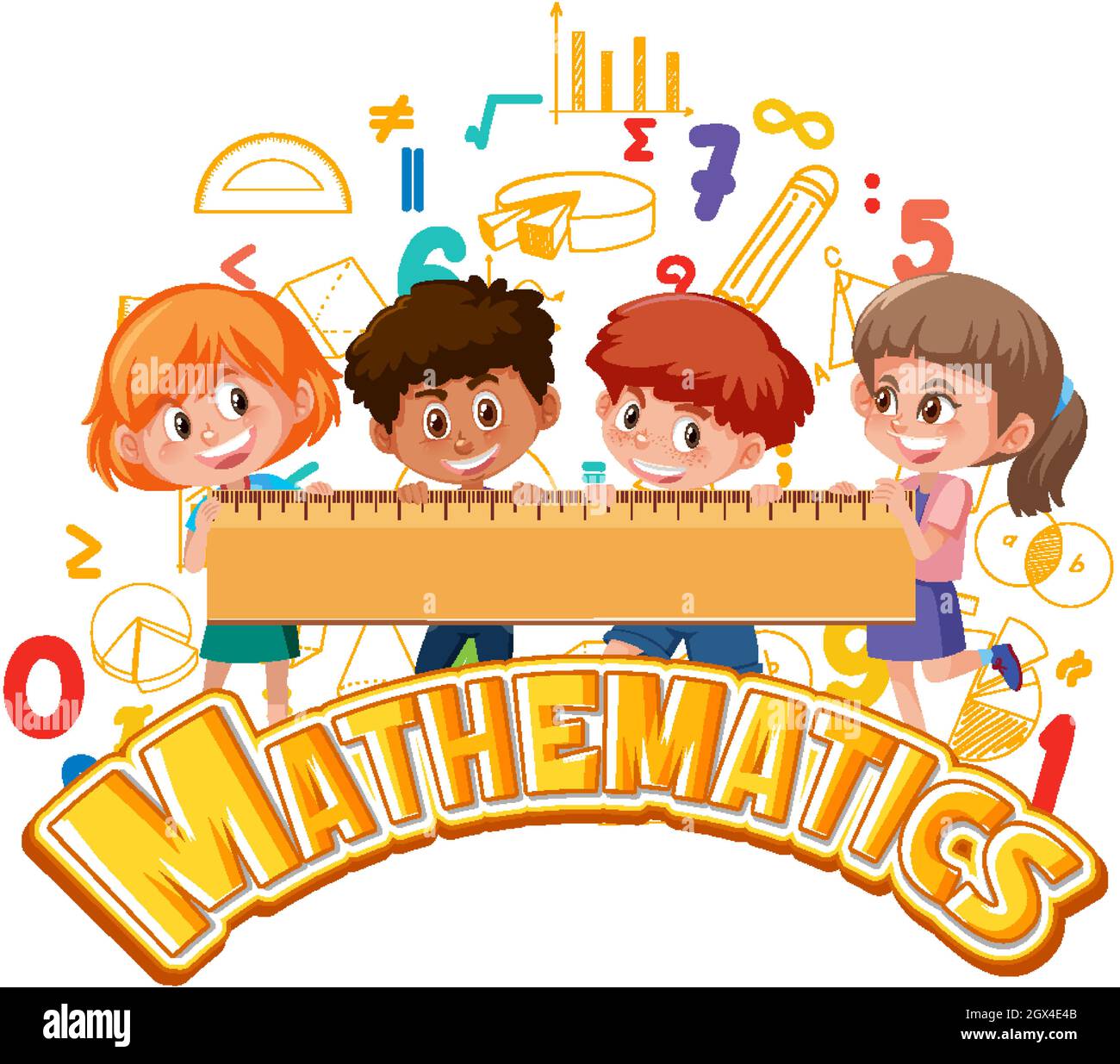 Math icon with kids and math tools illustration Stock Vector Image ...