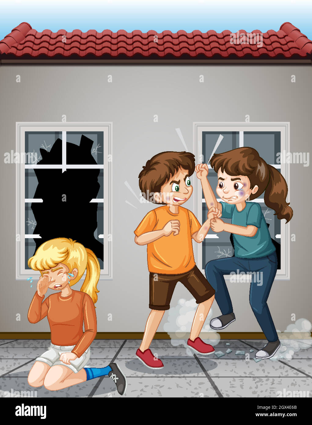 Domestic violence scene with people fighting at home Stock Vector Image ...