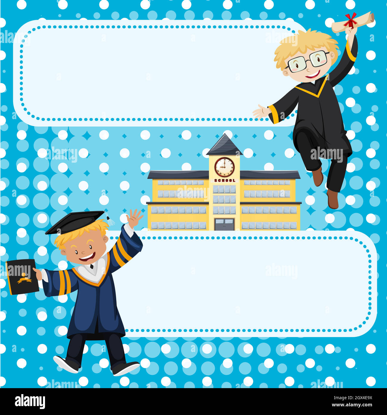 Banner template with kids in graduation gowns Stock Vector Image & Art ...