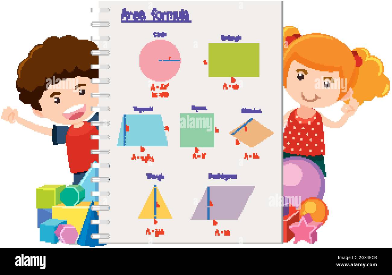Happy kids with math area formula illustration Stock Vector Image & Art ...