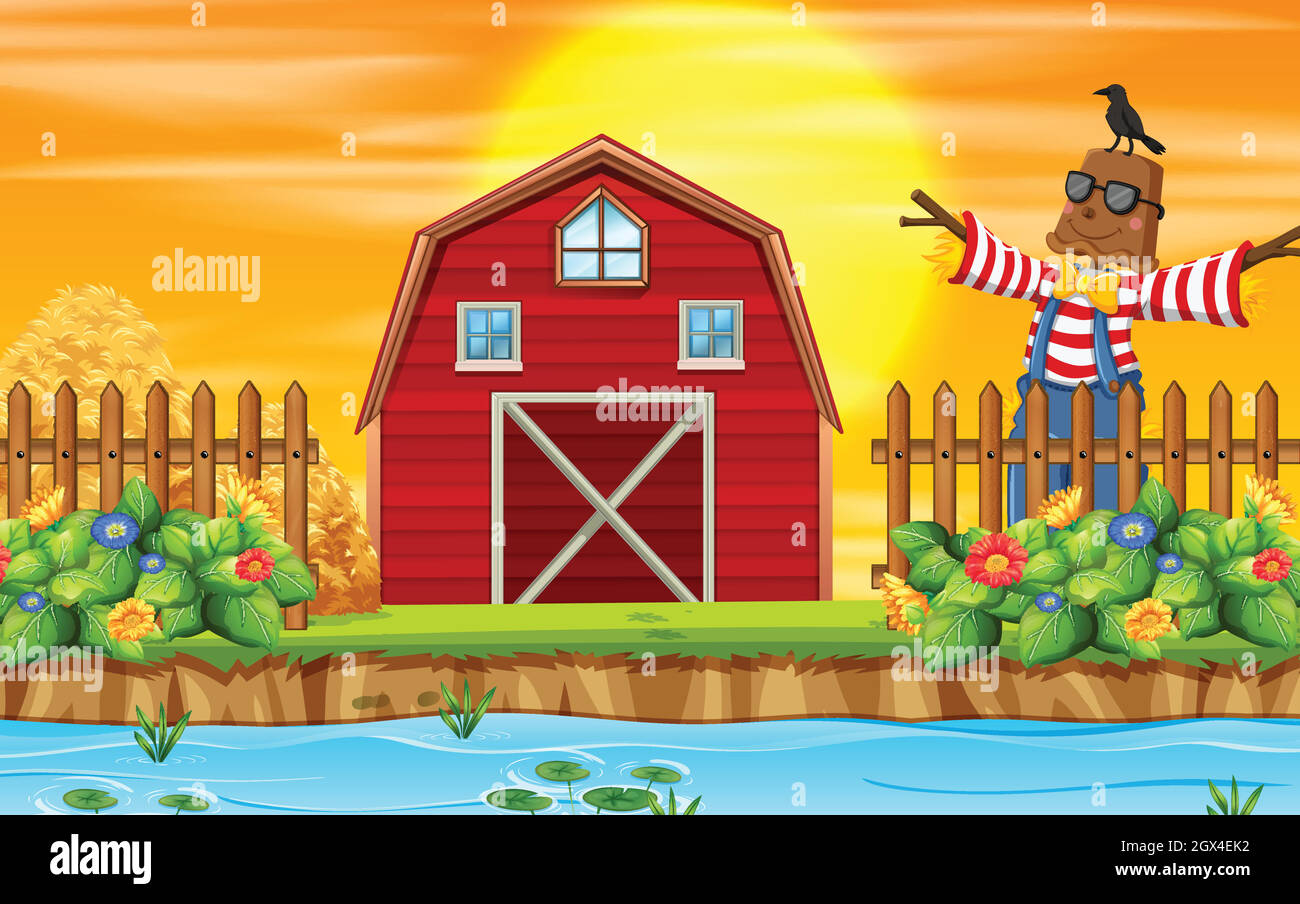 A sunset farmland scene Stock Vector Image & Art - Alamy