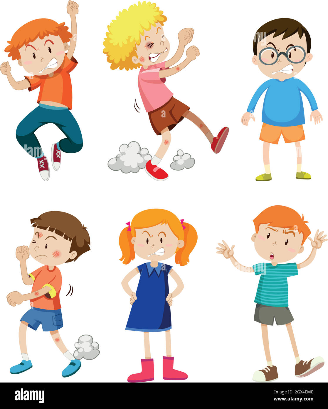 A Set of Angry Kids Stock Vector Image & Art - Alamy