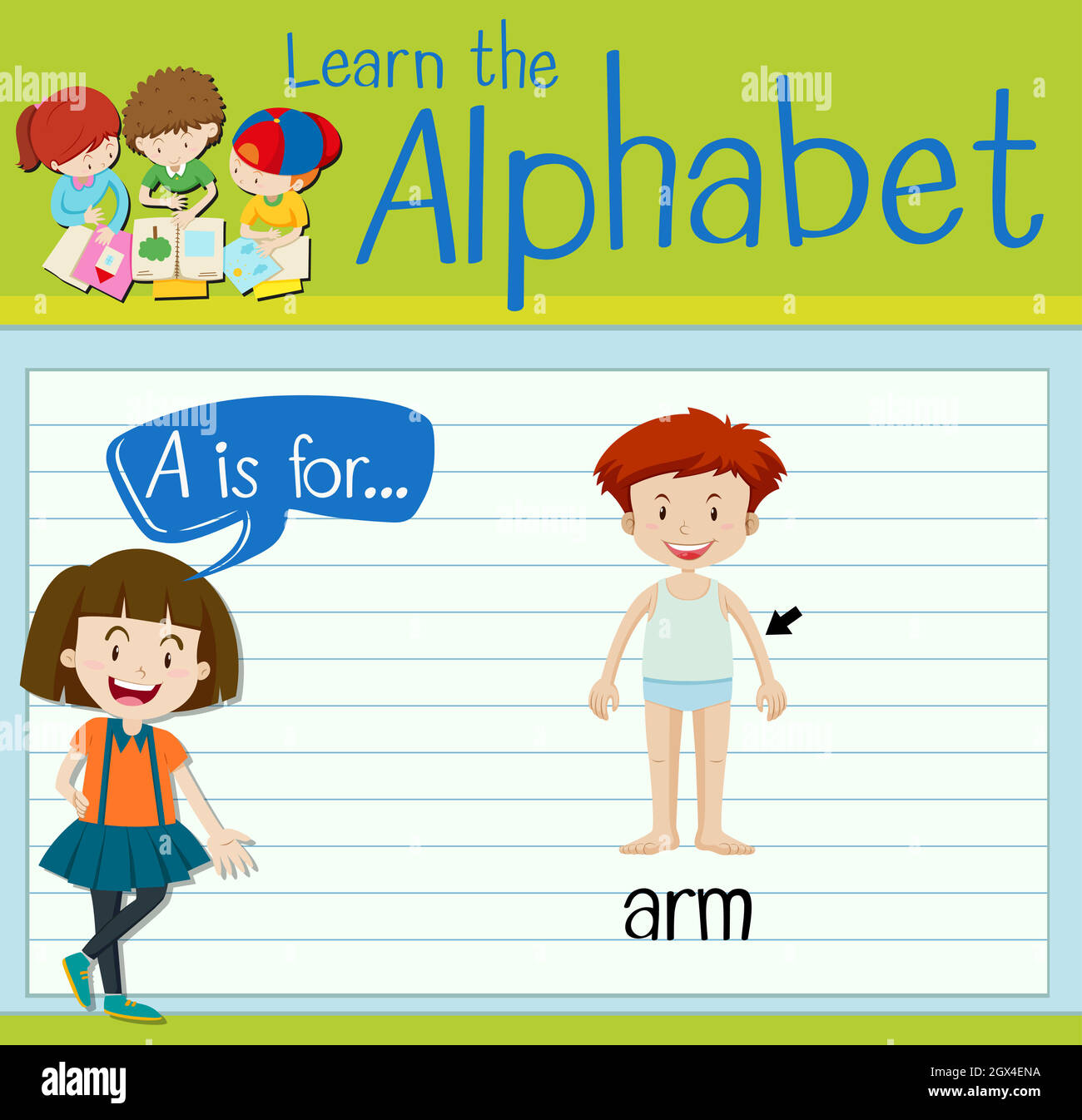 Flashcard letter A is for arm Stock Vector Image & Art - Alamy