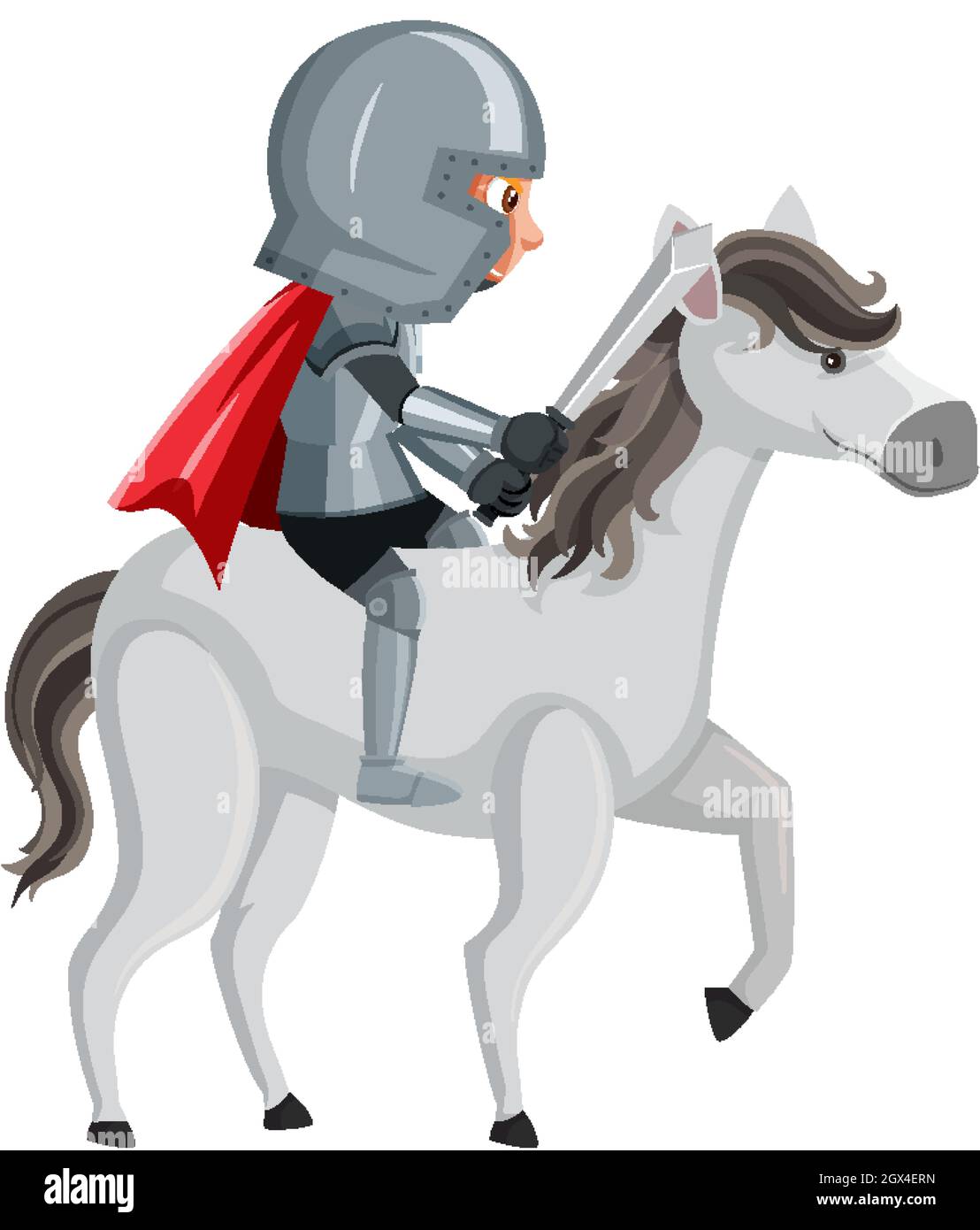 Knight riding horse cartoon character on white background illustration ...