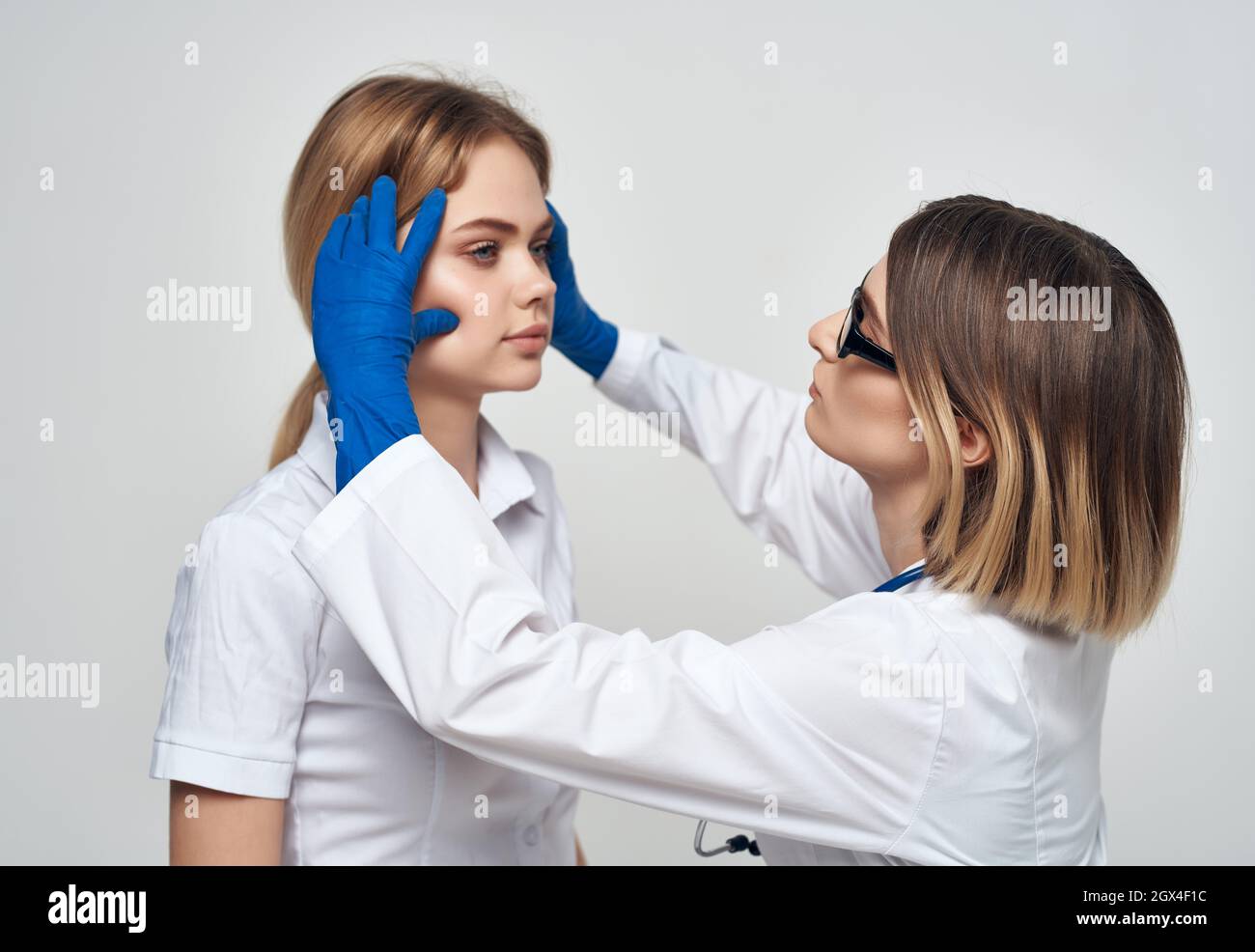 doctor stethoscope healing procedures light background Stock Photo - Alamy