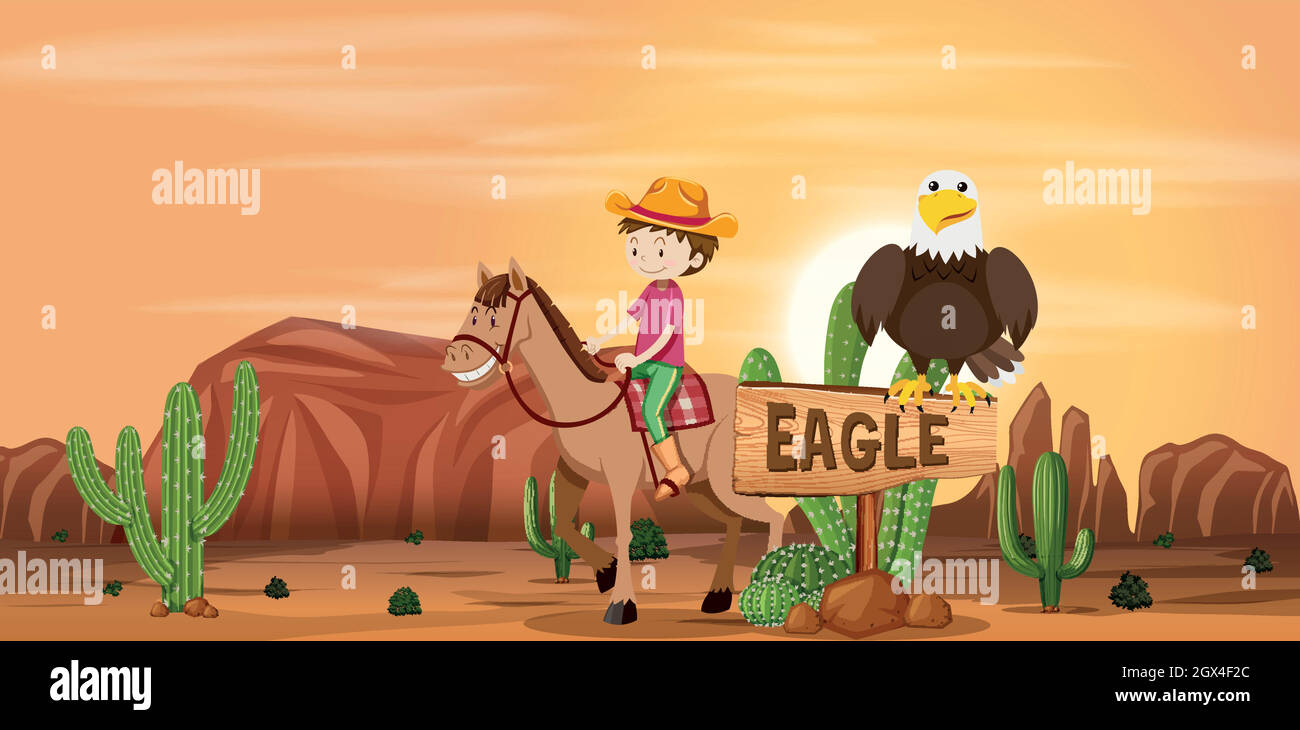 Cowboy in desert scene Stock Vector Image & Art - Alamy
