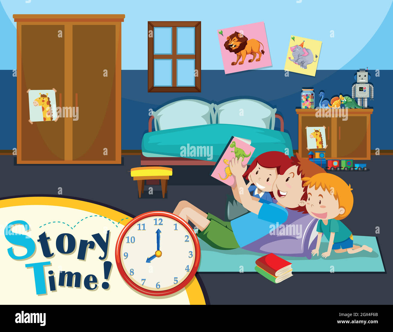 Son reading book father Stock Vector Images - Alamy