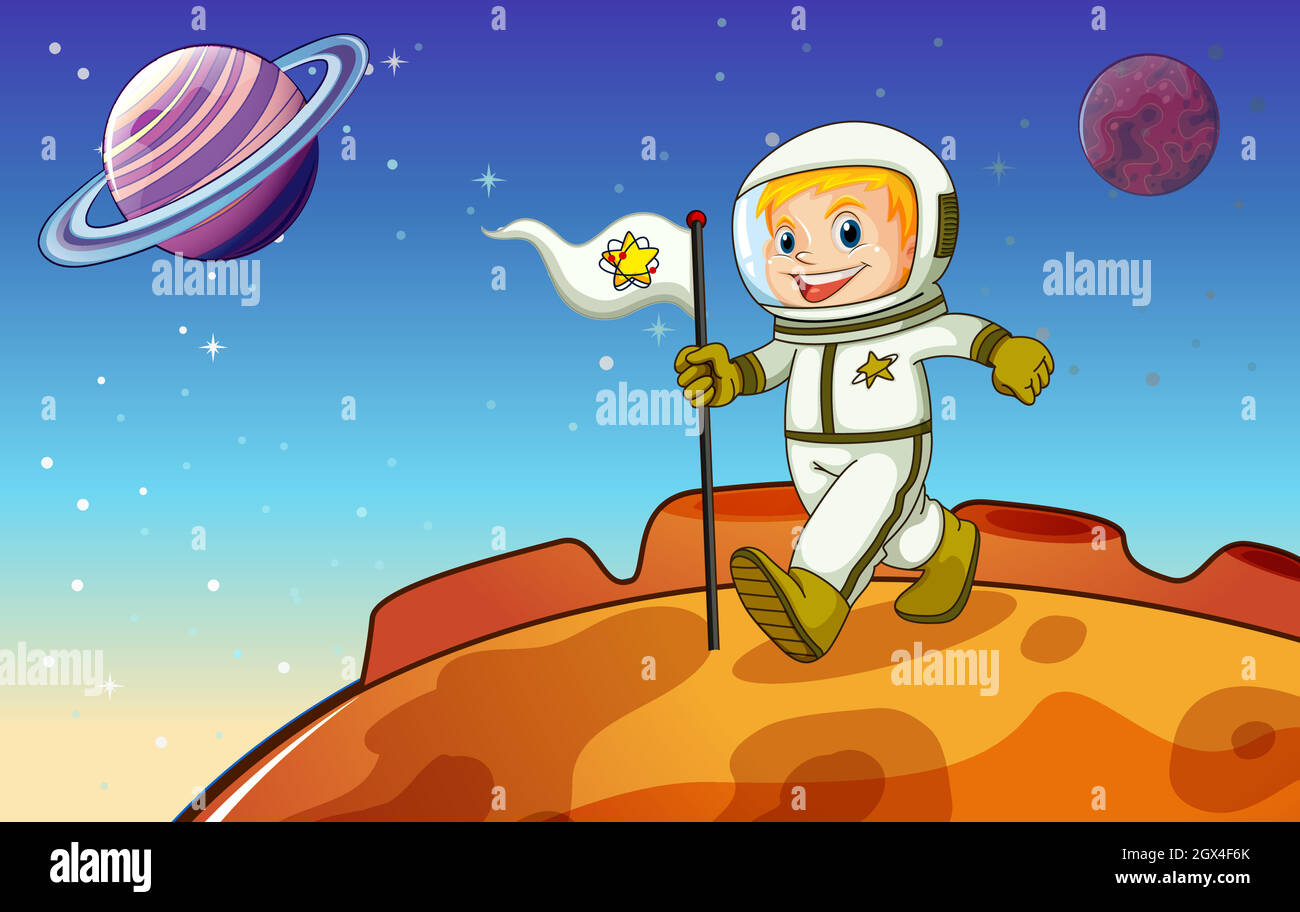 A boy in the outerspace Stock Vector Image & Art - Alamy