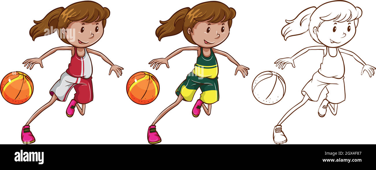 Drafting character for female basketball player Stock Vector Image ...