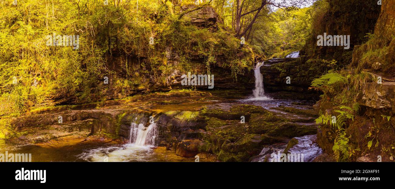 Sqwd Isaf Clun-Gwyn Waterfall , Brecon Beacons Stock Photo - Alamy