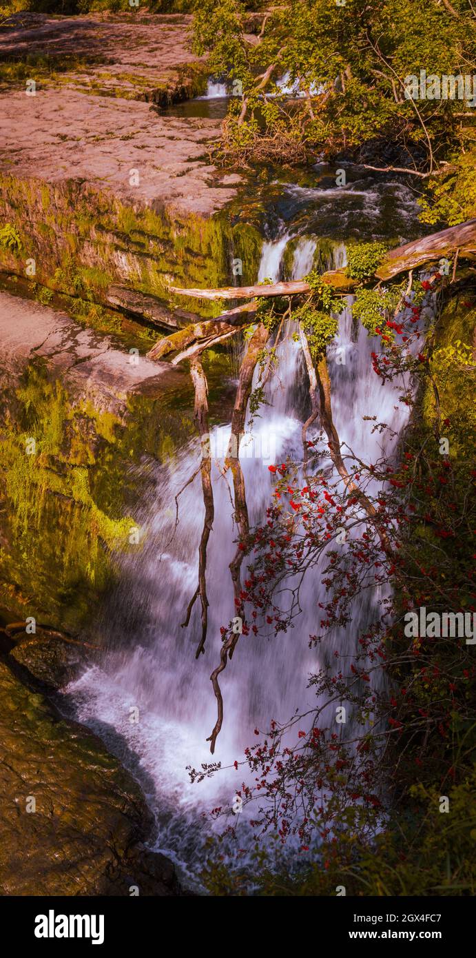 Sqwd Clun-Gwyn Waterfall , Brecon Beacons Stock Photo - Alamy