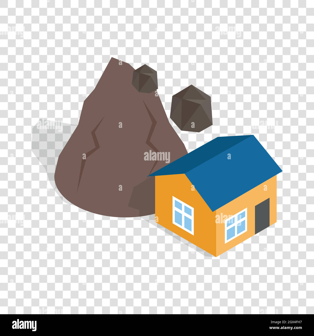 Rockfall destroys house isometric icon Stock Vector Image & Art - Alamy