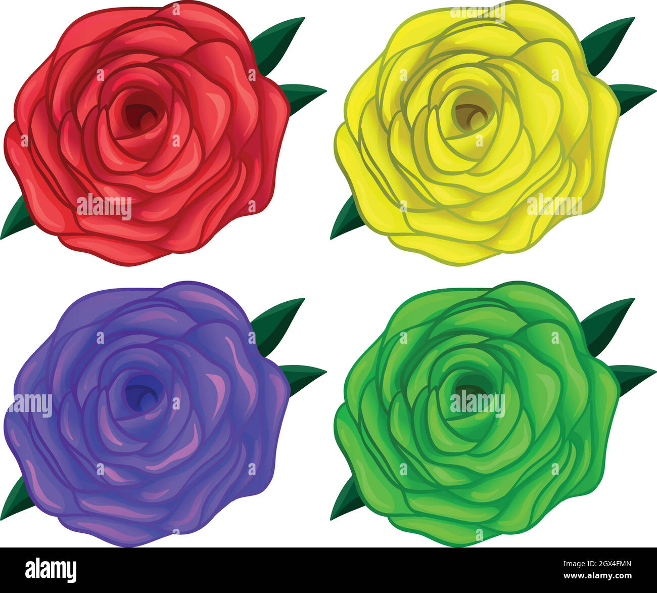 Four colorful roses Stock Vector Image & Art - Alamy