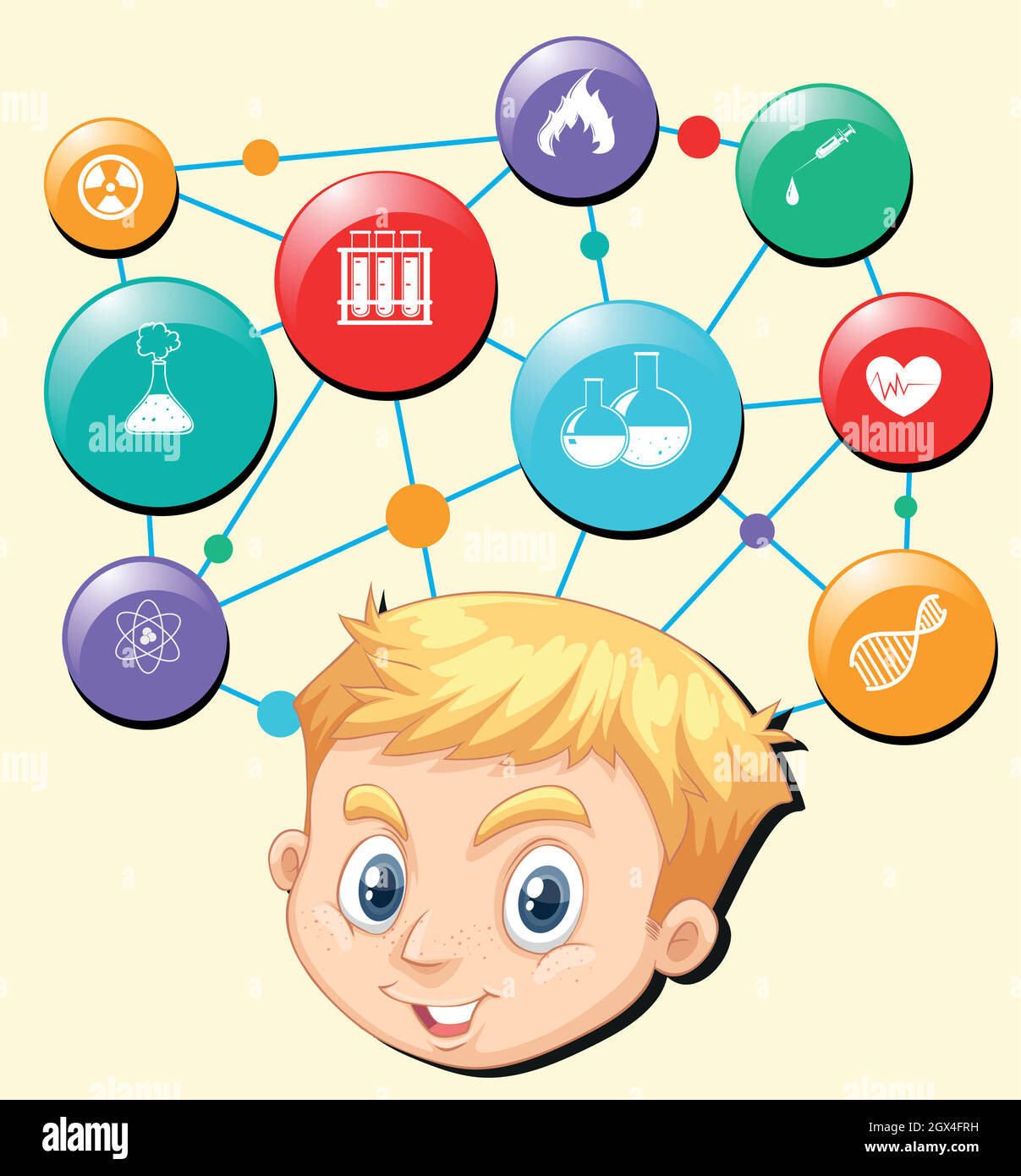 Boy head and science symbols Stock Vector Image & Art - Alamy
