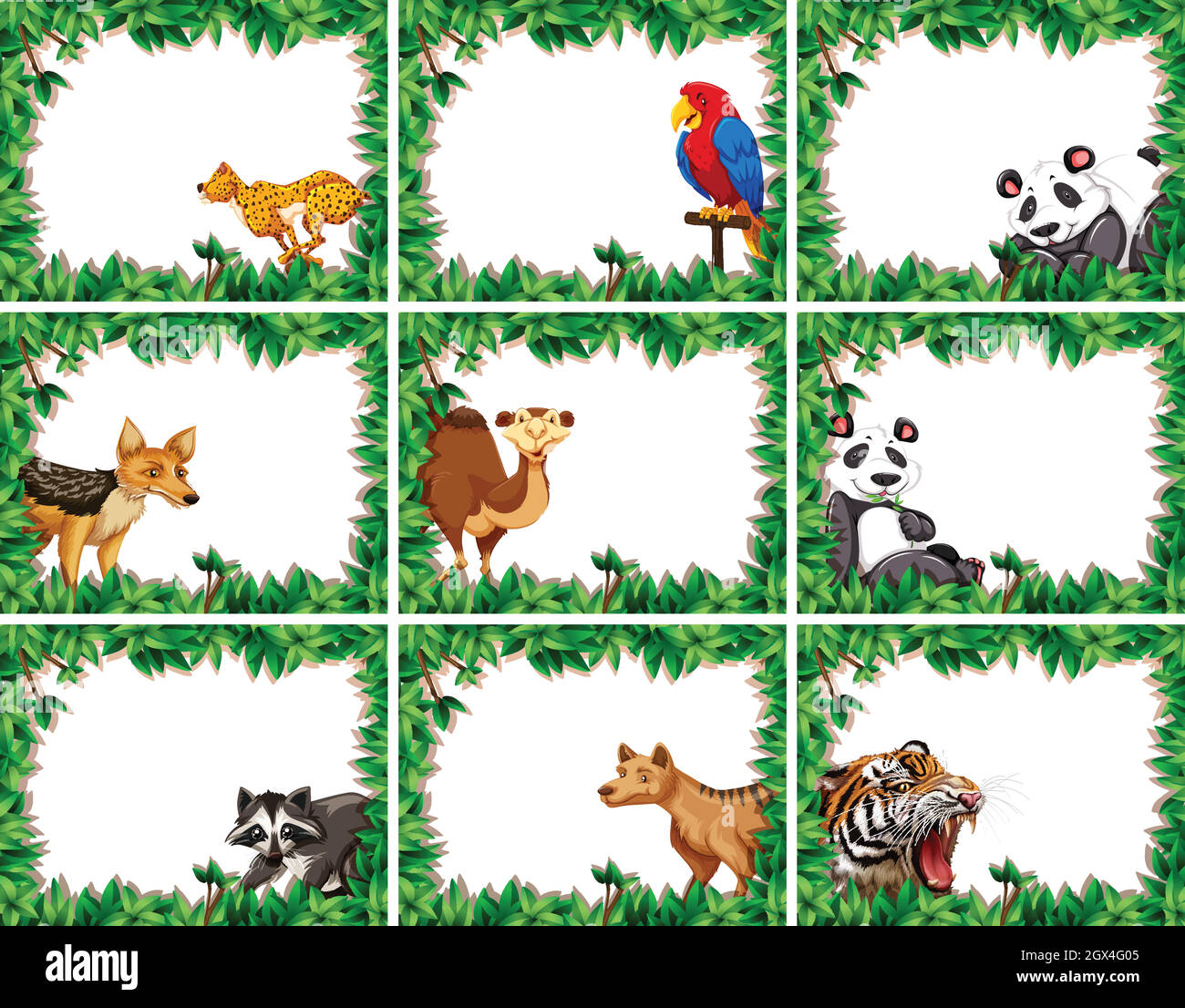 Set of animal on nature border Stock Vector Image & Art - Alamy