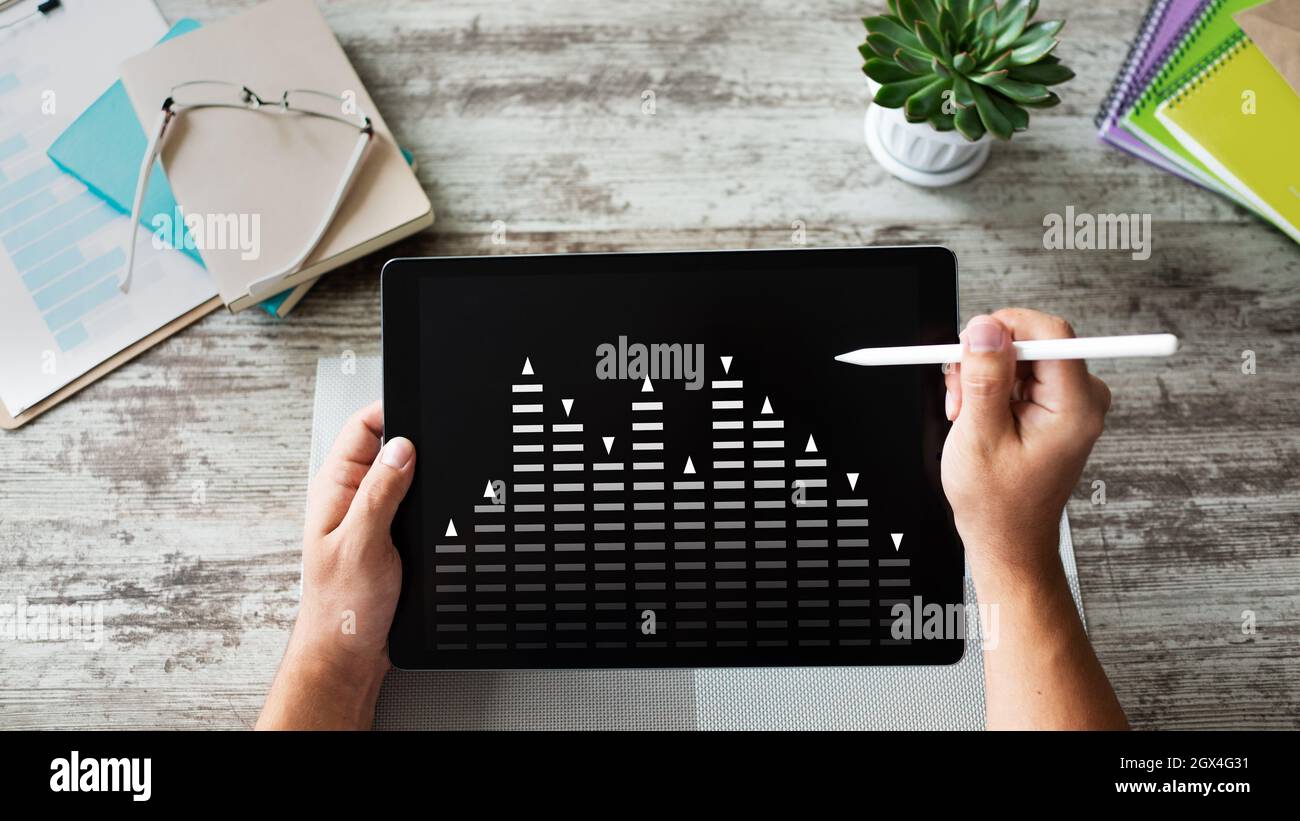 Diagram on device screen. Stock trading, Forex, investment concept ...