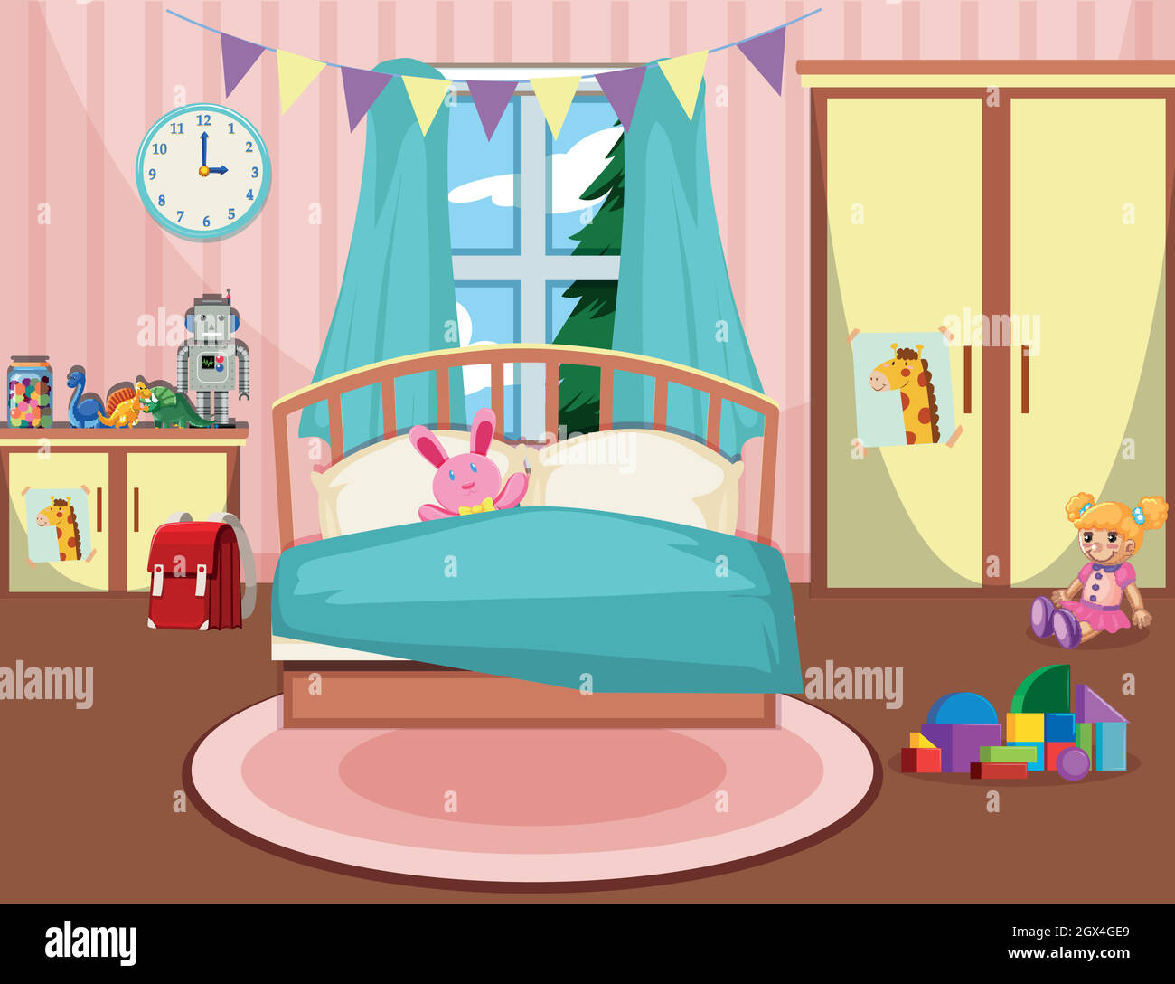 Interior of girls bedroom Stock Vector Image & Art - Alamy