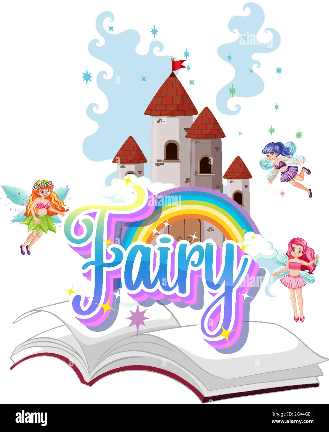 Fairy logo with little fairies on white background Stock Vector Image ...