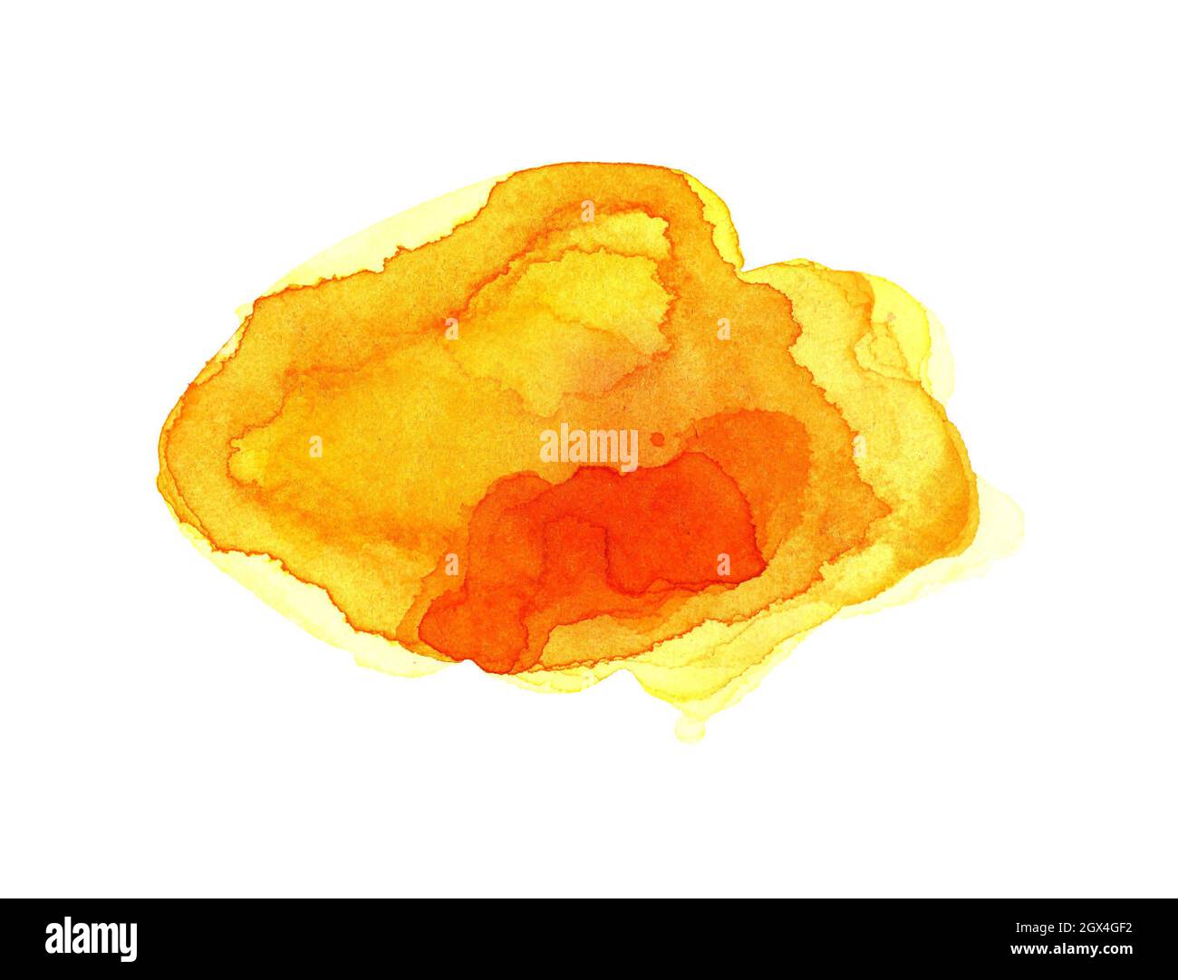 Bright yellow watercolor stain background. Long, elongated watercolor ...