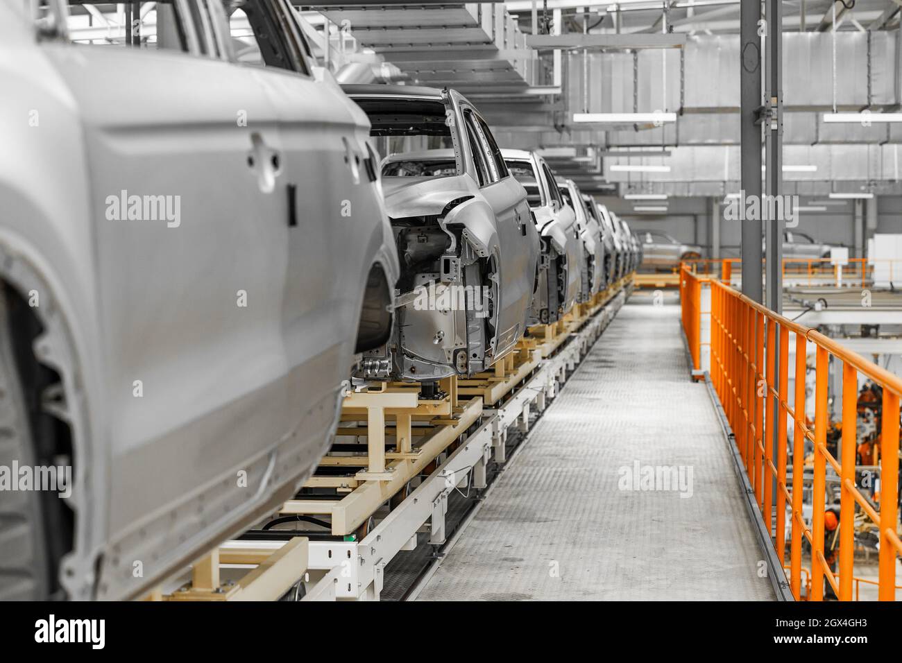 car conveyor at a modern factory, body before painting Stock Photo - Alamy