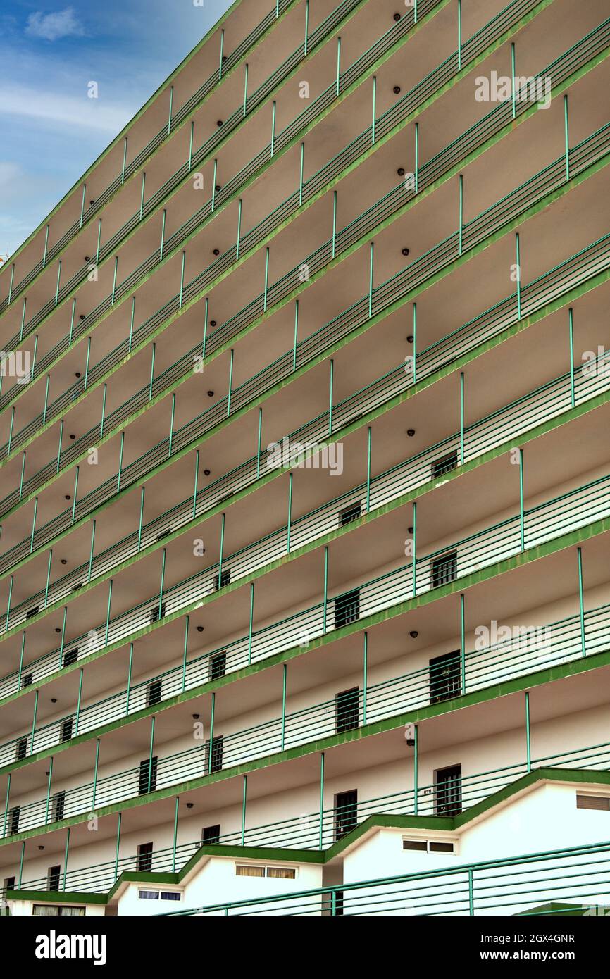 Close up shot of the exterior design of a modern building of a hotel in ...