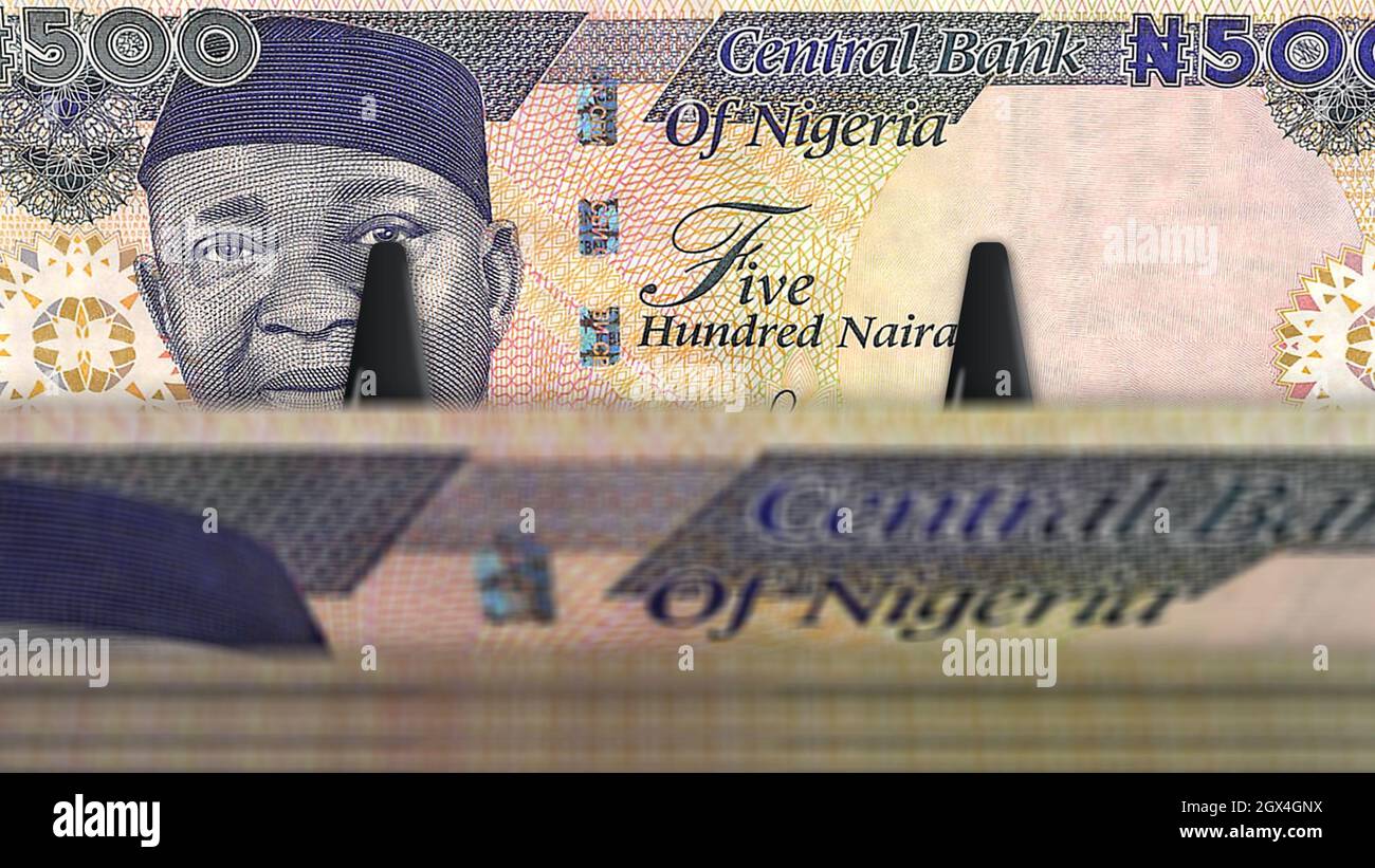 Nigerian Naira money pack 3d illustration. NGN banknote bundle stacks ...