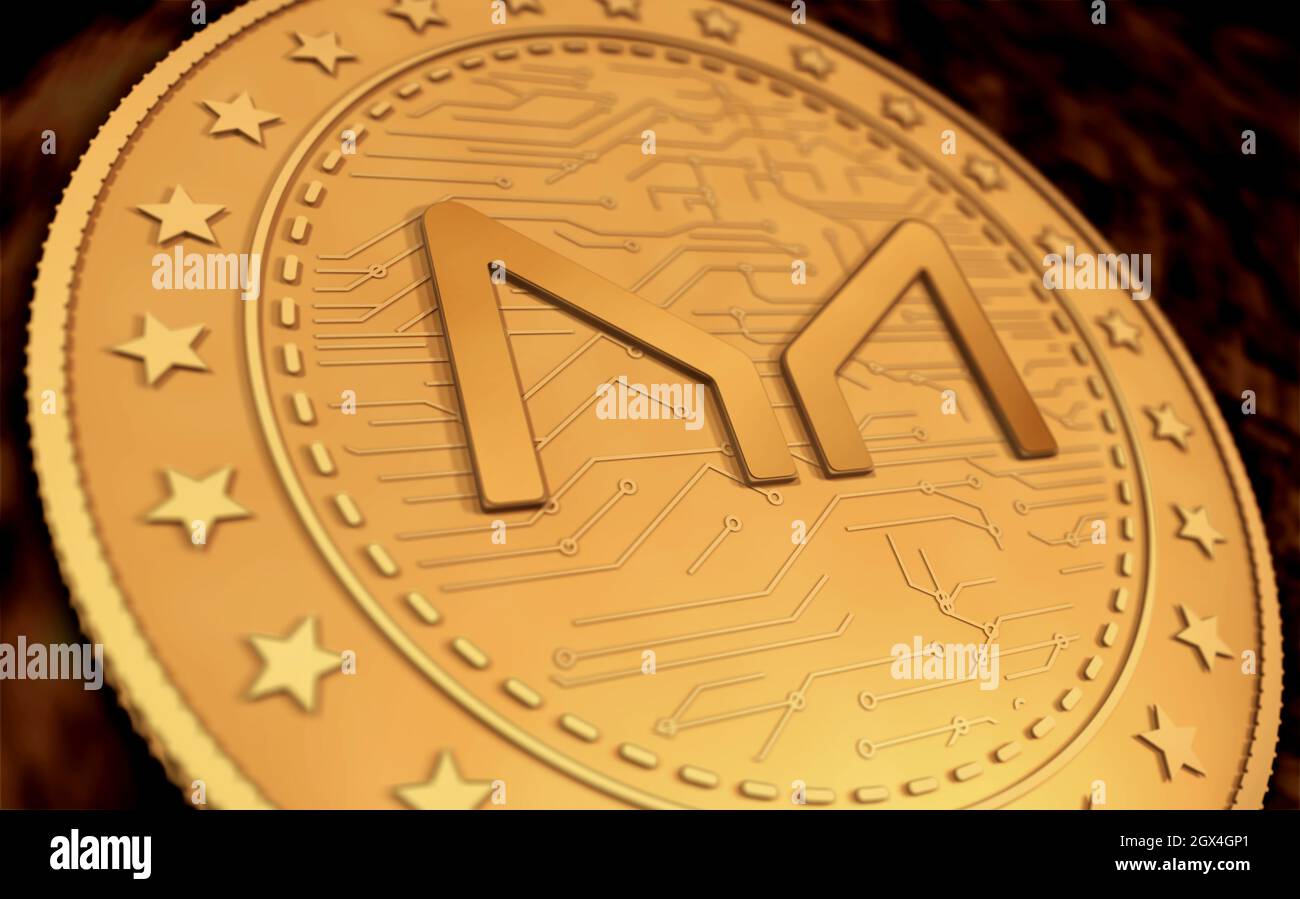 Maker MKR cryptocurrency symbol gold coin on green screen background ...