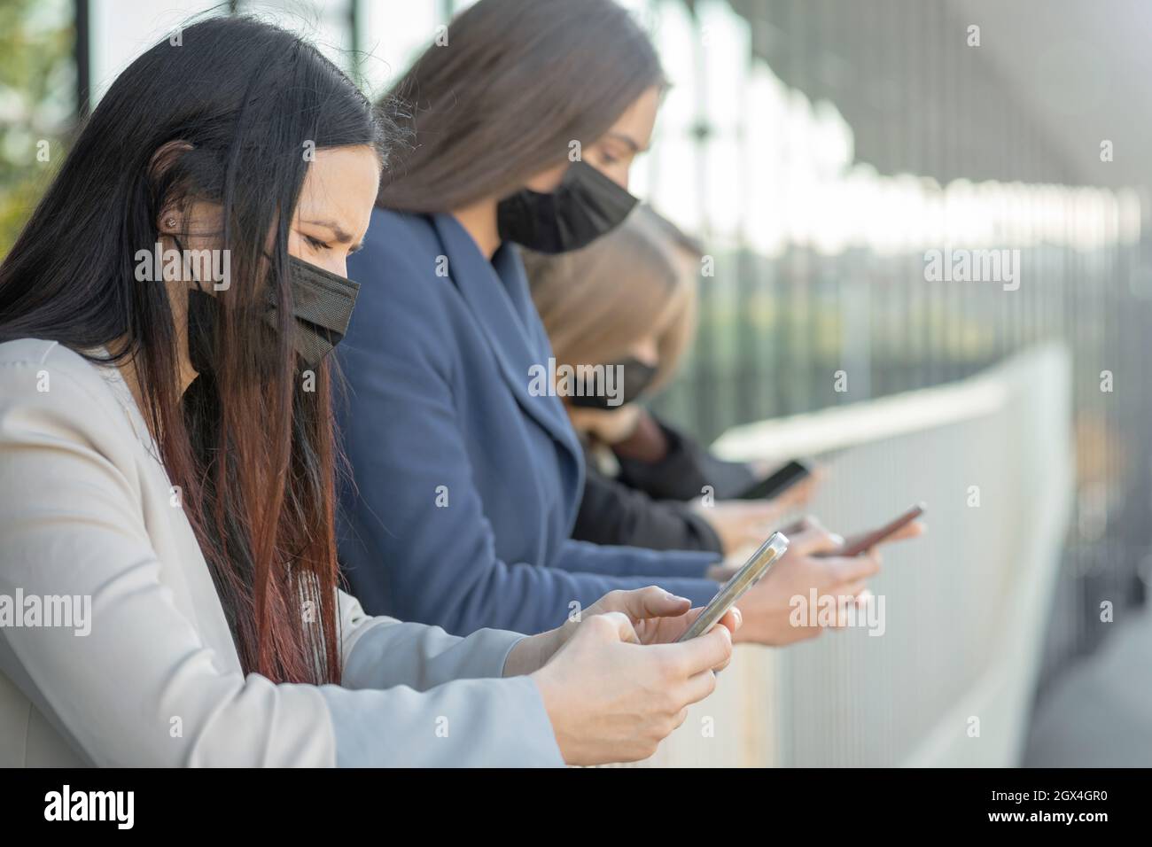 New is normal, social distancing, coronavirus outbreak concept. Young ...